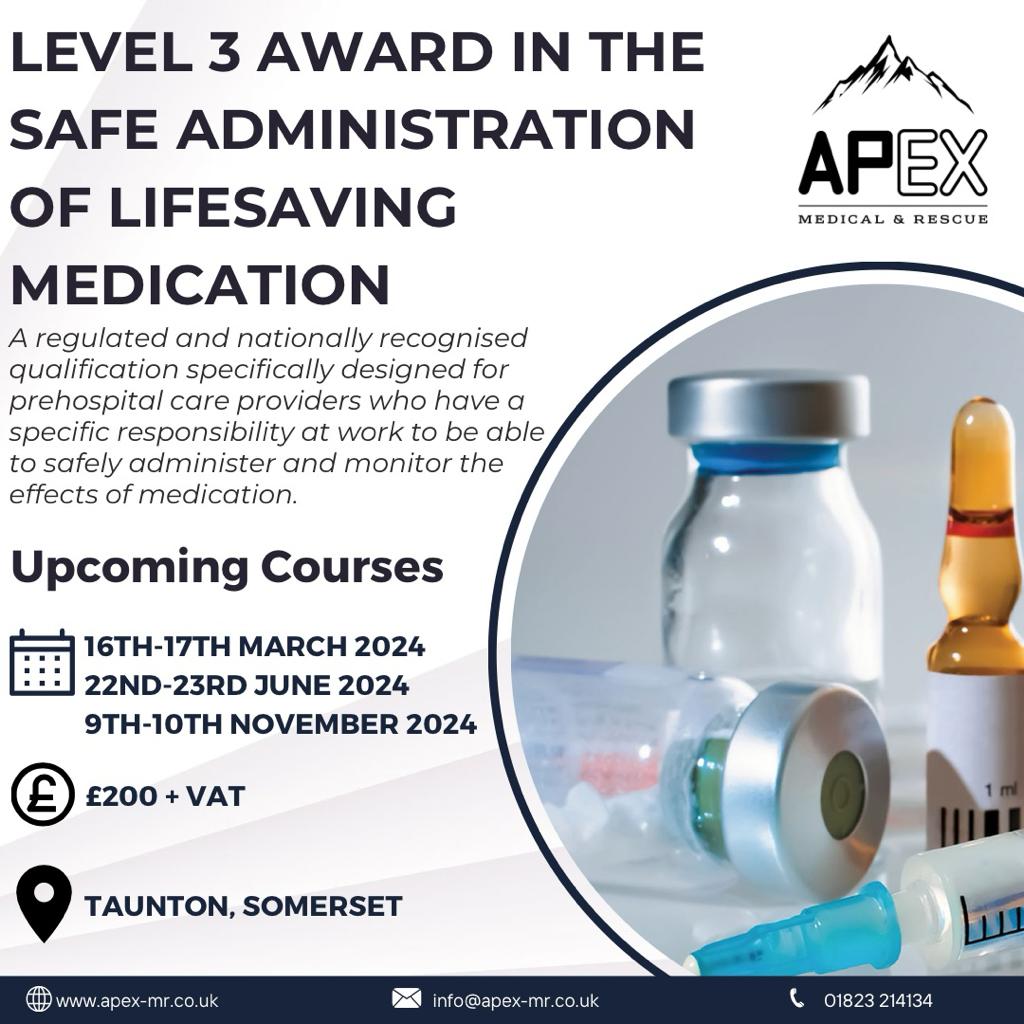 Level 3 Award in Safe Administration of Life Saving Medications – Apex ...